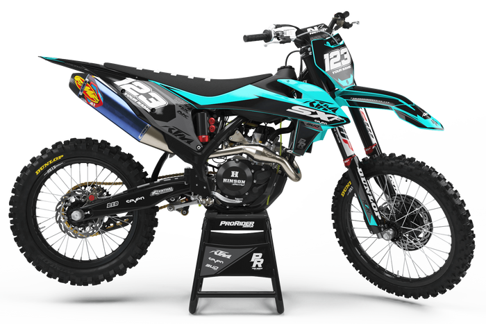 KTM Graphics Kit BUD RACING Balck And CYAN – Pro Rider Design